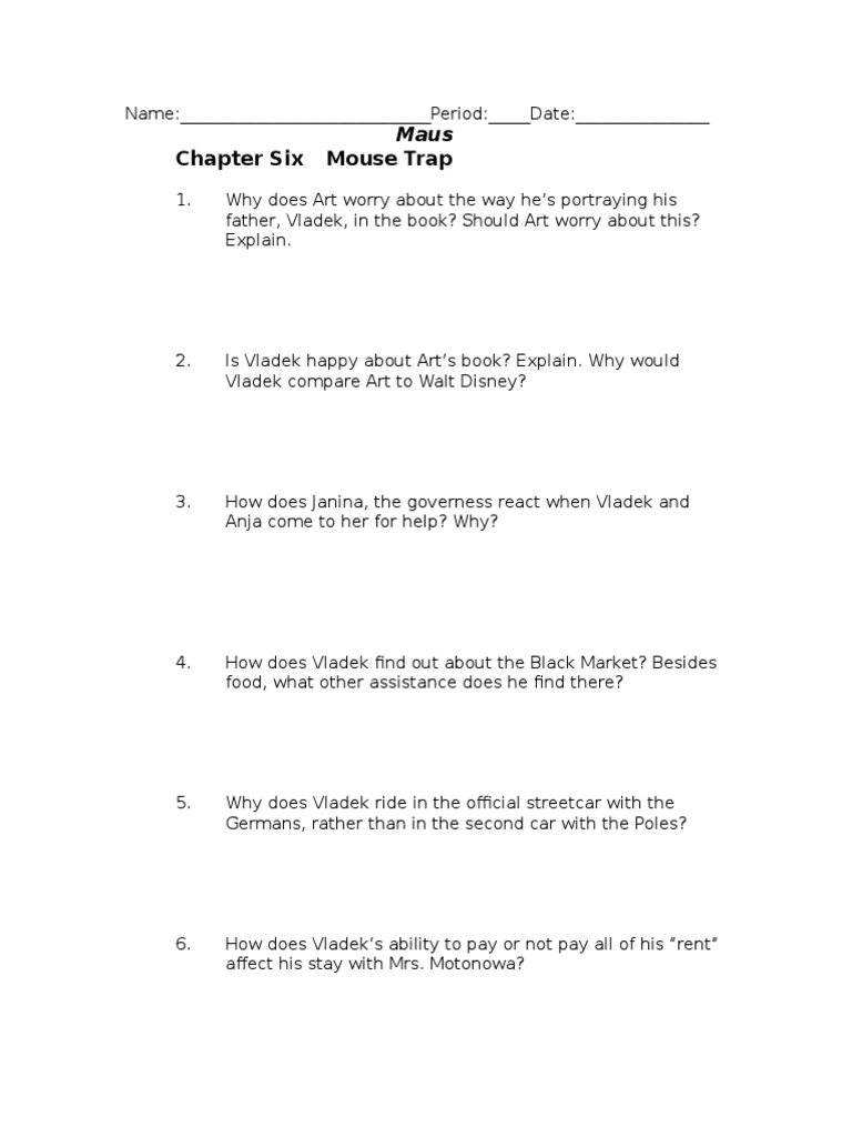 Maus Chapter 6: Key Discussion Questions | PDF