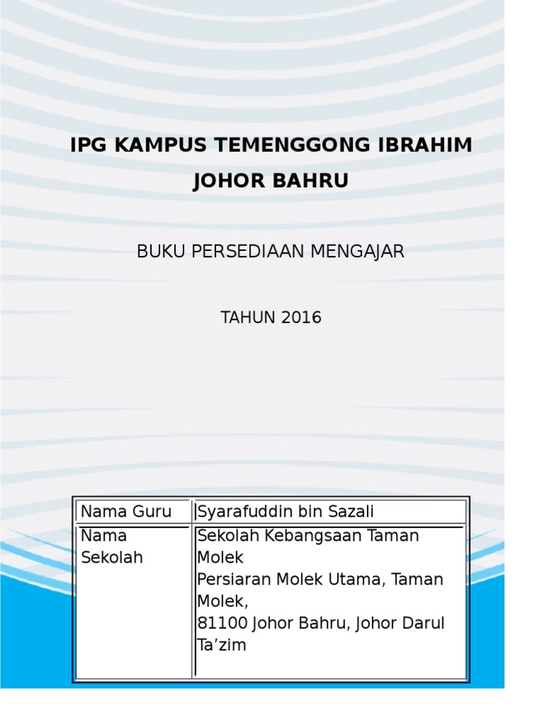 Contoh Muka Depan Buku RPH Praktikum IPGKTI | PDF