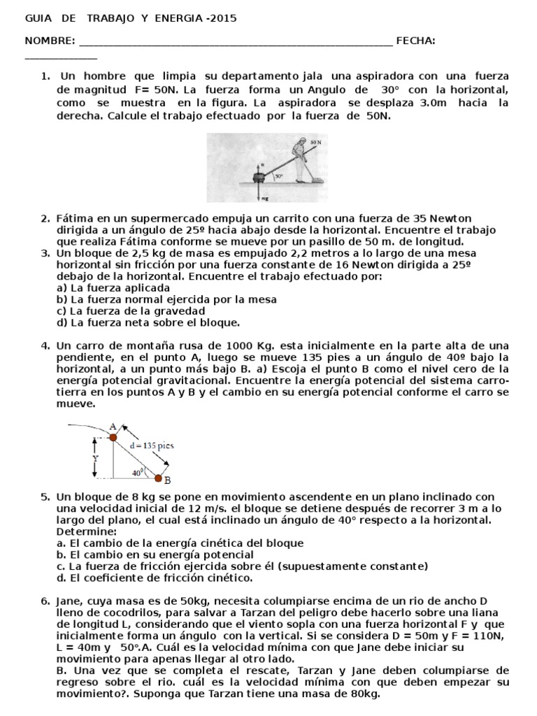 Trabajo y Energía: Ejercicios Resueltos | PDF | Fricción | Fuerza