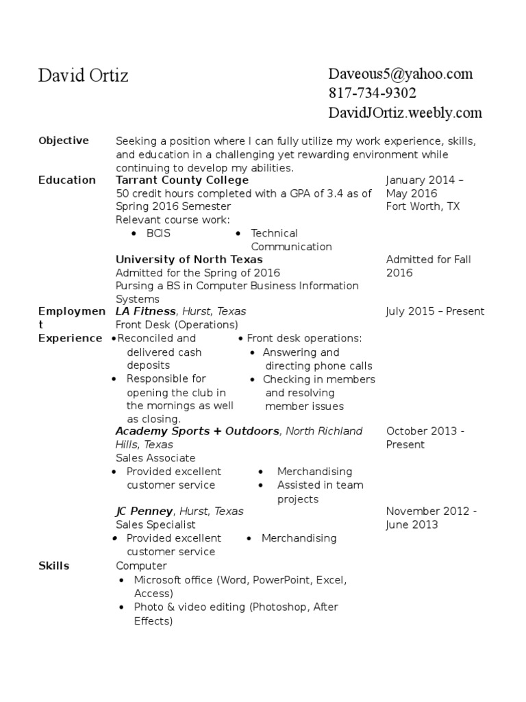 David Ortiz Resume | PDF