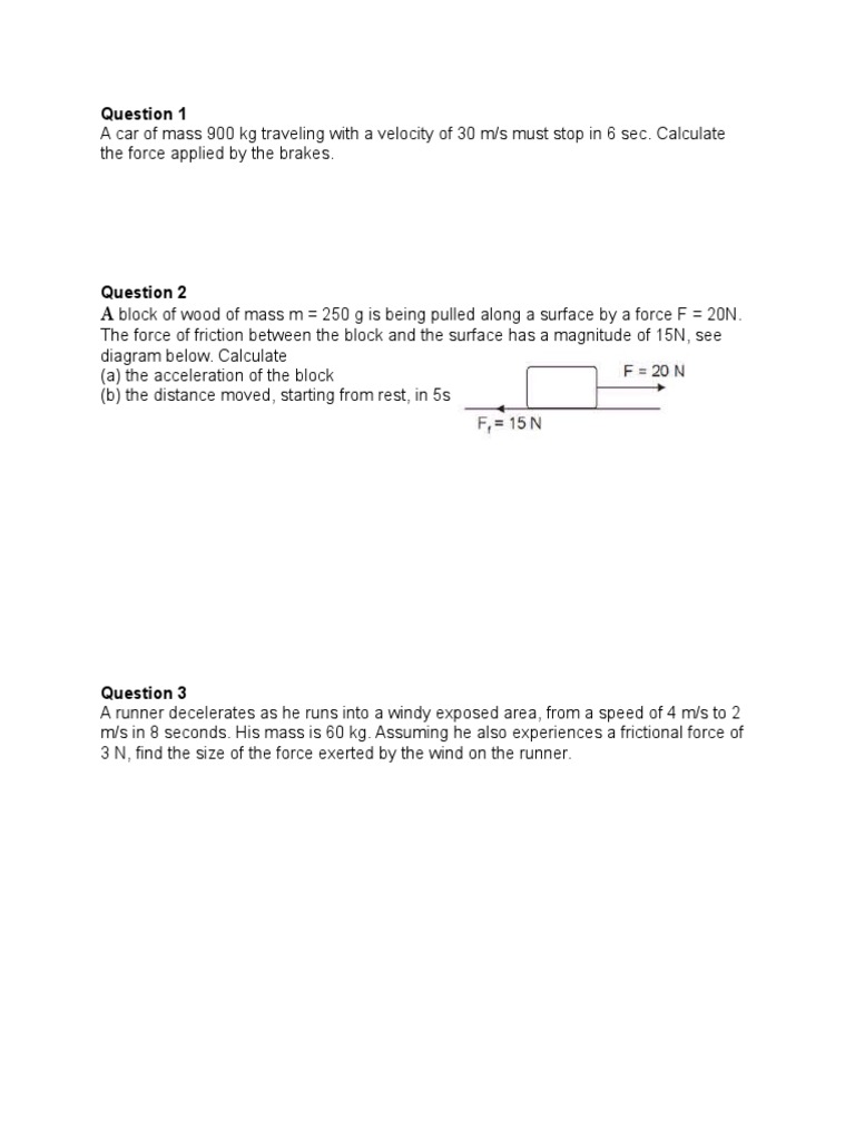 Cape Unit 1 - Motion Questions | PDF | Collision | Force