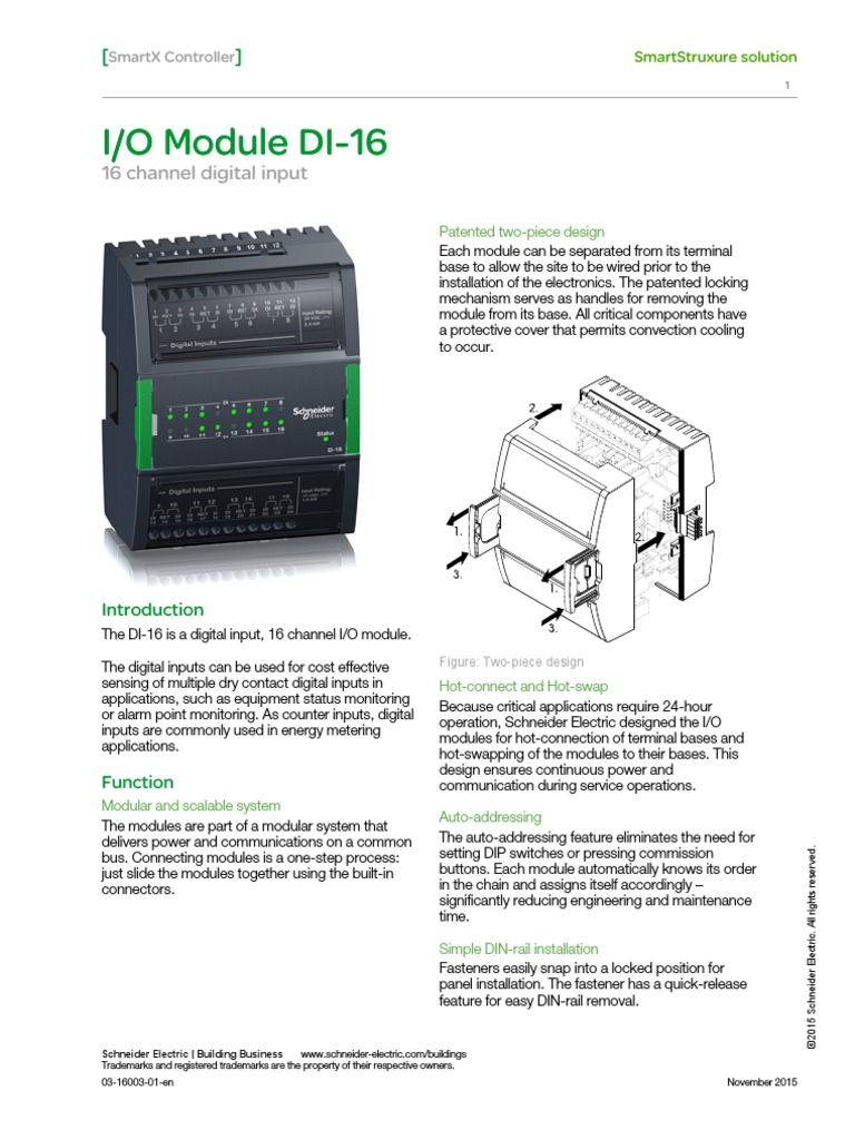 IO Module DI-16 Specification Sheet | PDF | Electromagnetic ...