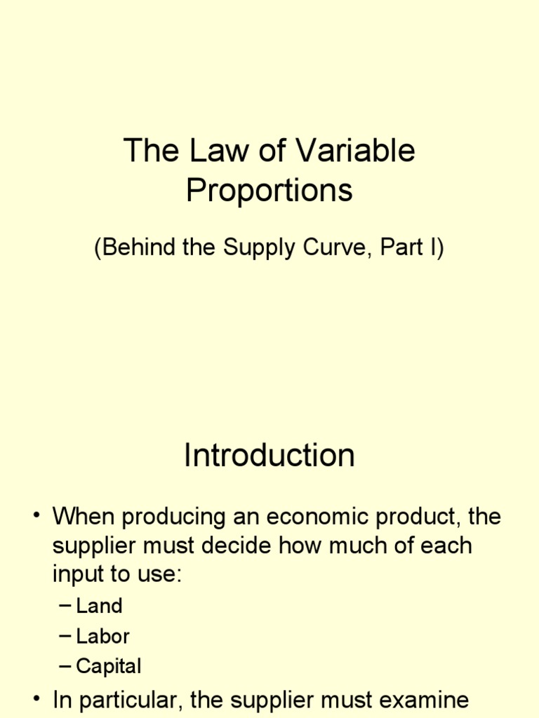 Law of Variable Proportions | PDF | Production Function | Labour Economics