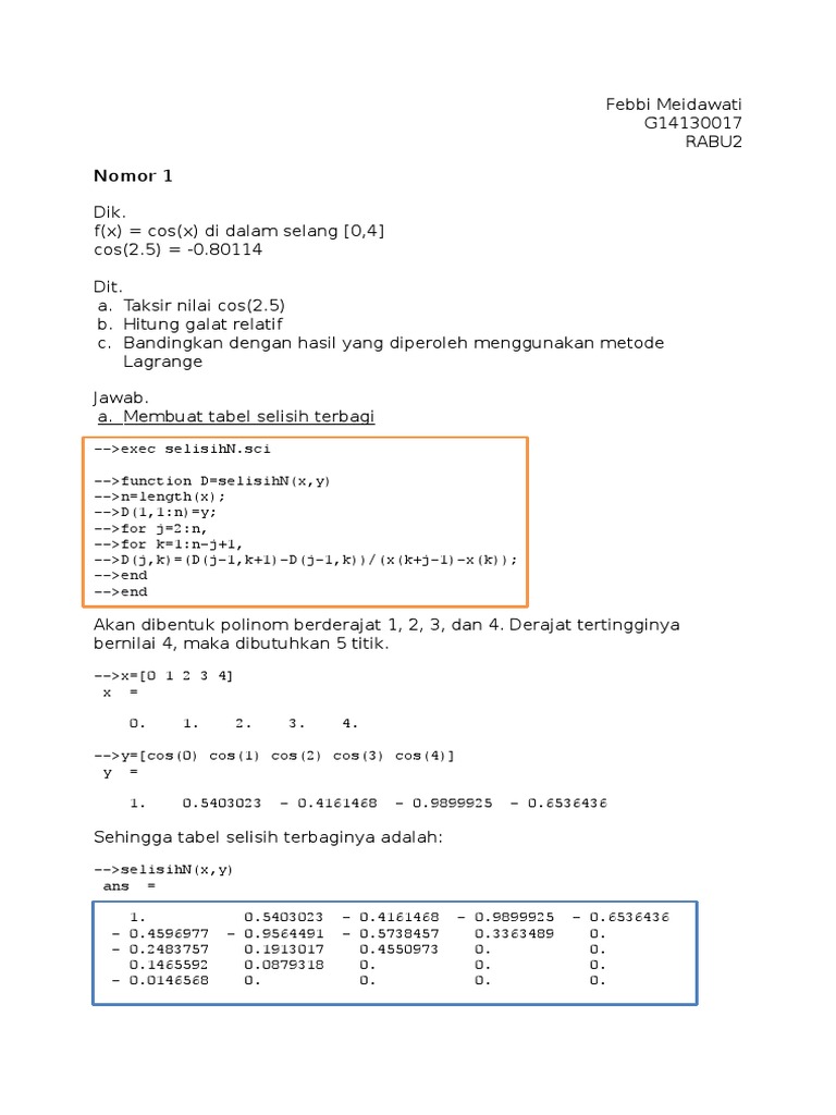 Analisis Numerik - Interpolasi Newton, Metode Lagrange | PDF