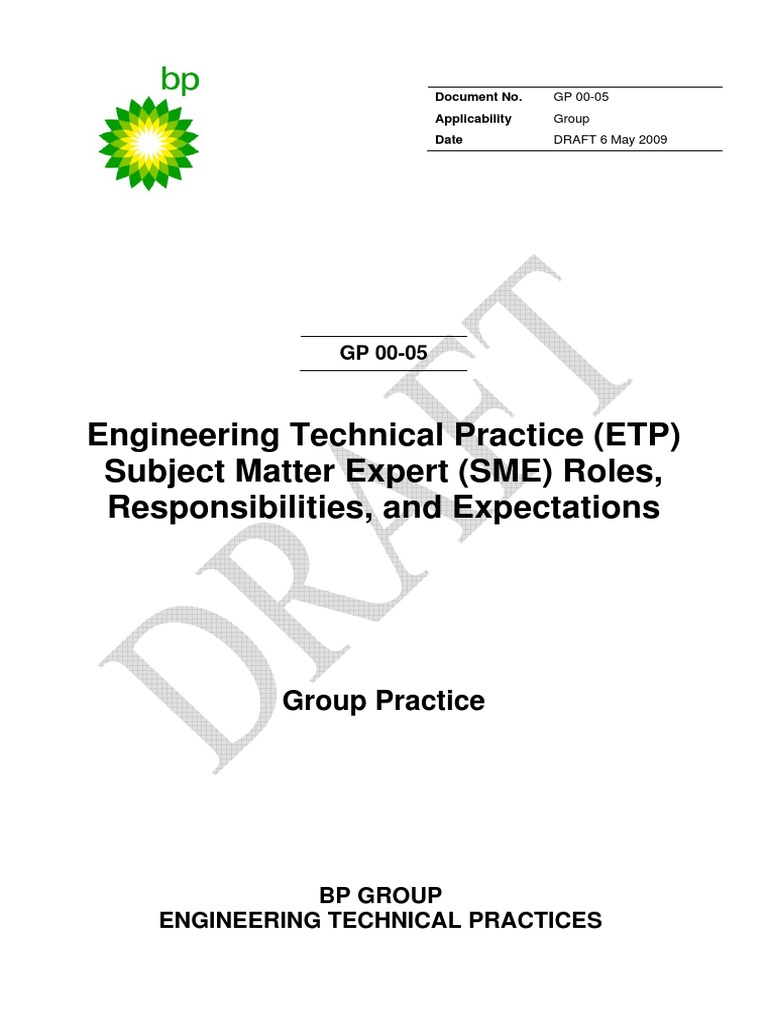 GP 00-05 Engineering Technical Practice (ETP) Subject Matter Expert ...