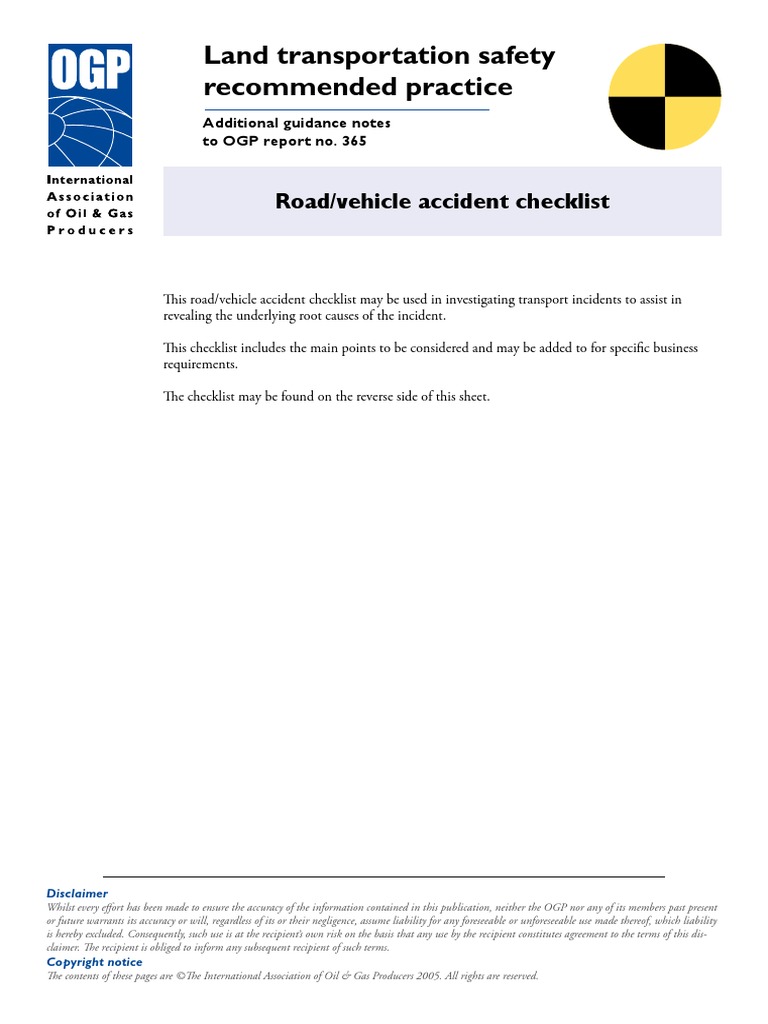 OGP 365-4 Land Tranportation Safety Recommended Practice RoadVehicle ...