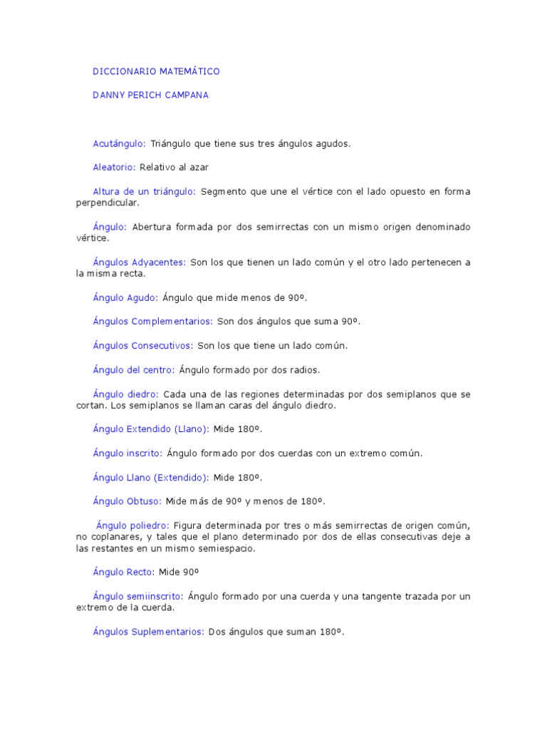 Diccionario de Matemáticas | PDF | Triángulo | Números