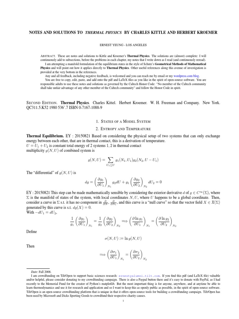 Kittel Kroemer Thermal Physics | PDF | Teaching Methods & Materials ...