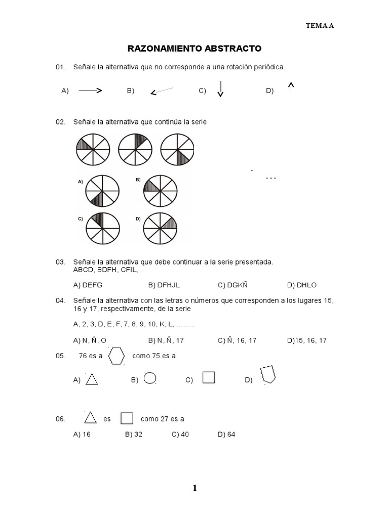 Test de Razonamiento Abstracto y Series Lógicas | PDF | Bebidas
