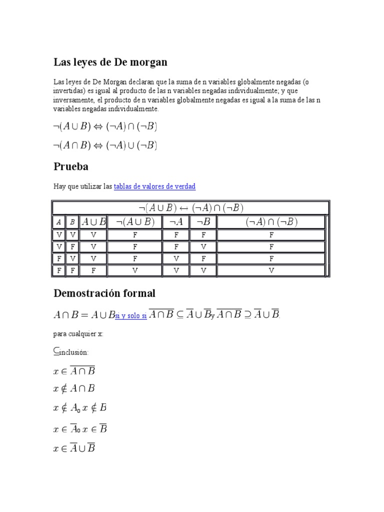 Las Leyes de de Morgan | PDF | Lógica | Enseñanza de matemática