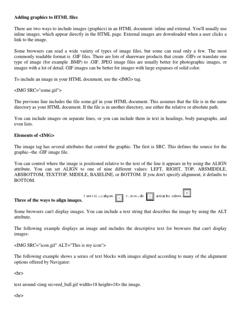 Adding Graphics To HTML Files | PDF | Hyperlink | Html Element