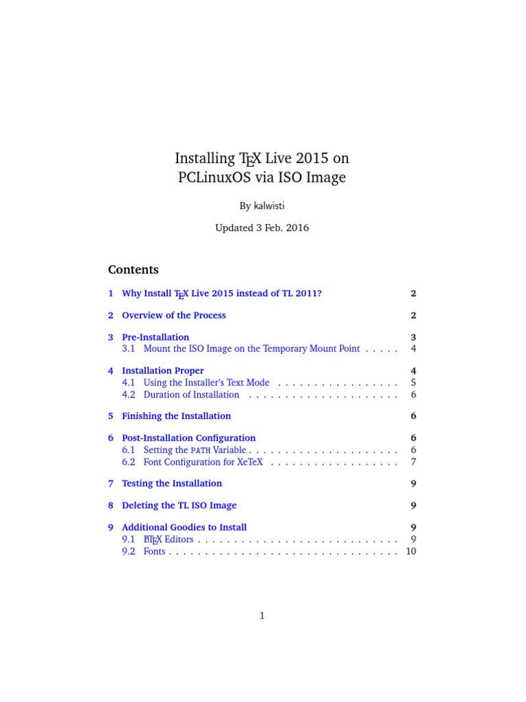 Installing TeX Live 2015 On PCLinuxOS Via ISO Image | PDF | Te X ...