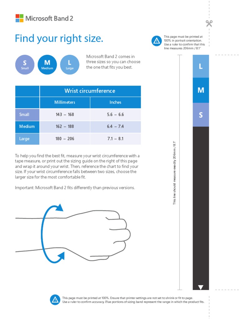 Microsoft Band Printable Sizing Guide - EN-US | PDF | Lifestyle