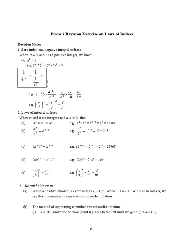 Laws of Indices | PDF | Mathematical Objects | Teaching Mathematics