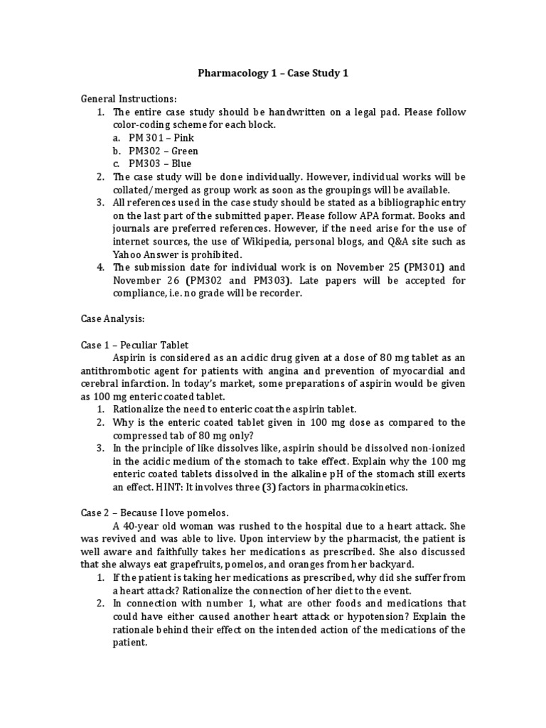 01 Pharmacology 1 - Case Study 1 | PDF | Morphine | Opioid