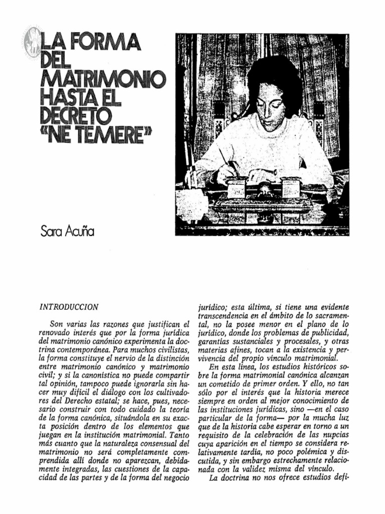 La Forma Del Matrimonio Hasta El Decreto Ne Temere | PDF | Matrimonio ...