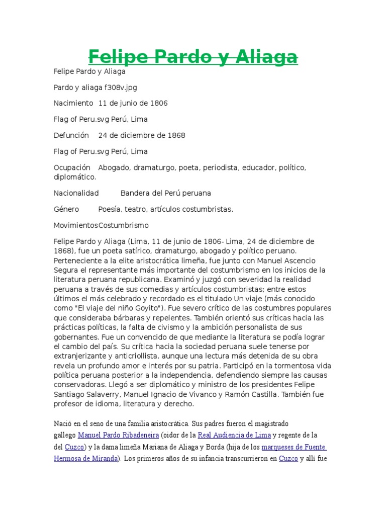 Felipe Pardo y Aliaga | PDF | Personas | Política (general)