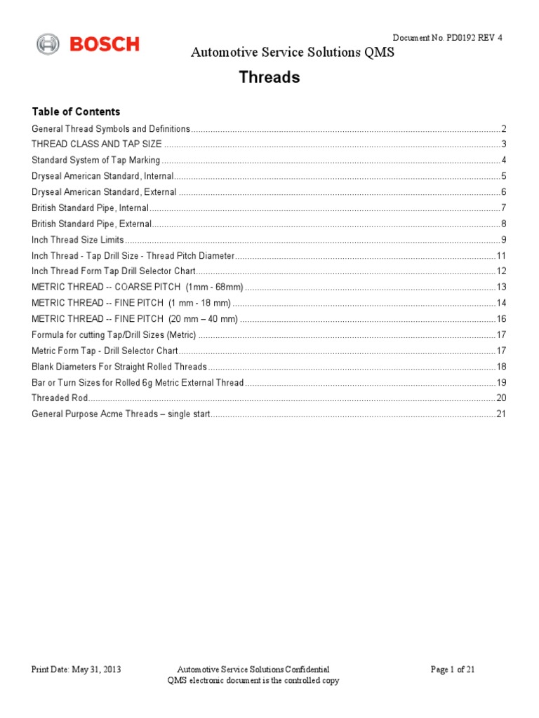 Standard Reference Guiderev For Threads | PDF
