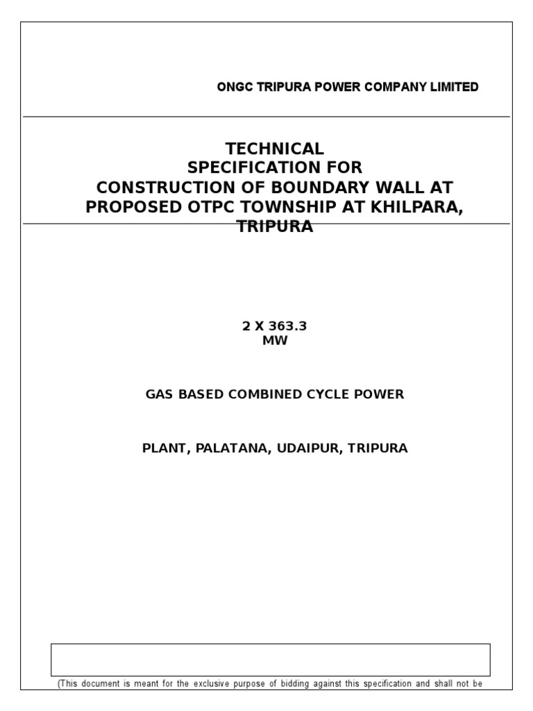 Construction of Boundary Wall Specifications | PDF | Construction ...
