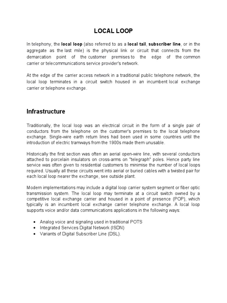 Local Loop E1 | PDF | Telecommunications | Computer Networking