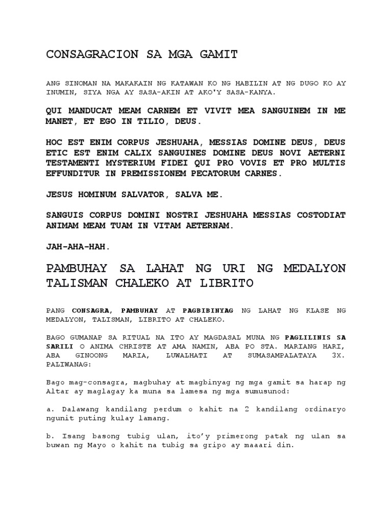 Consagracion-Pambuhay - Pambinyag Sa Mga Gamit | PDF