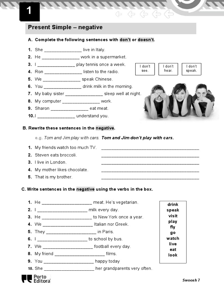 Negative Sentences in Present Simple | PDF | Language Arts & Discipline ...