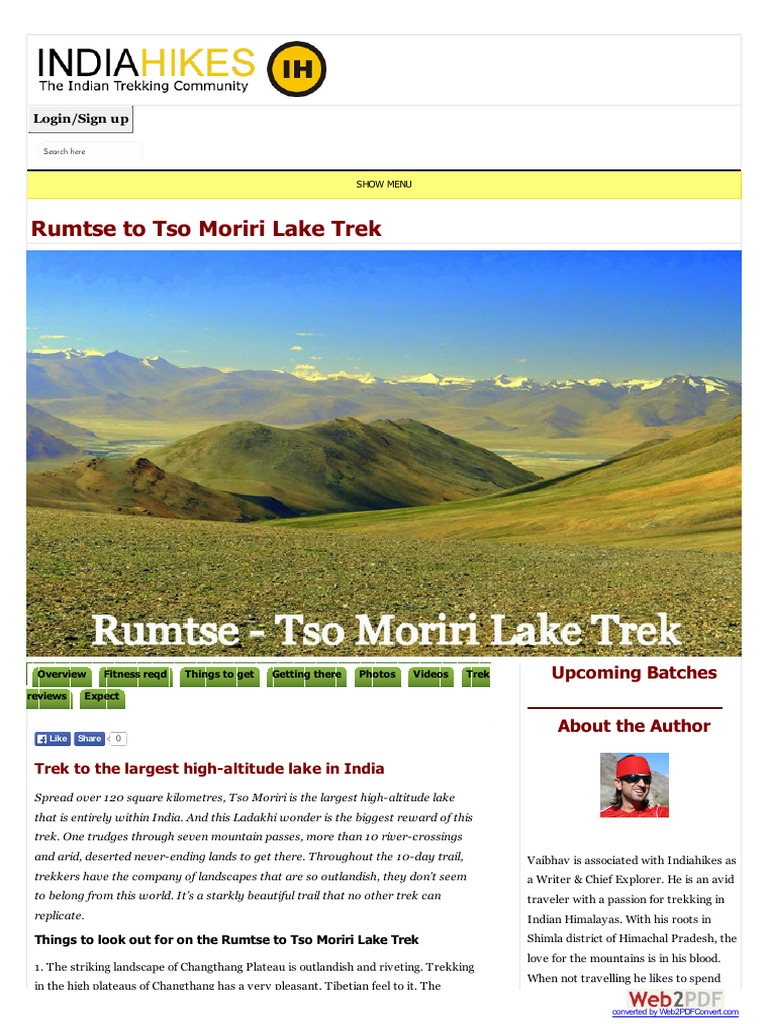 Rumtse To Tso Moriri Lake Trek | PDF | Geomorphology | Physical Geography