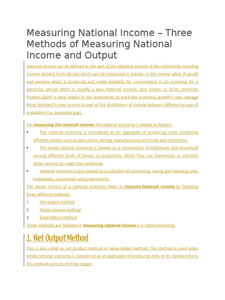 Measuring National Income | PDF | Measures Of National Income And ...
