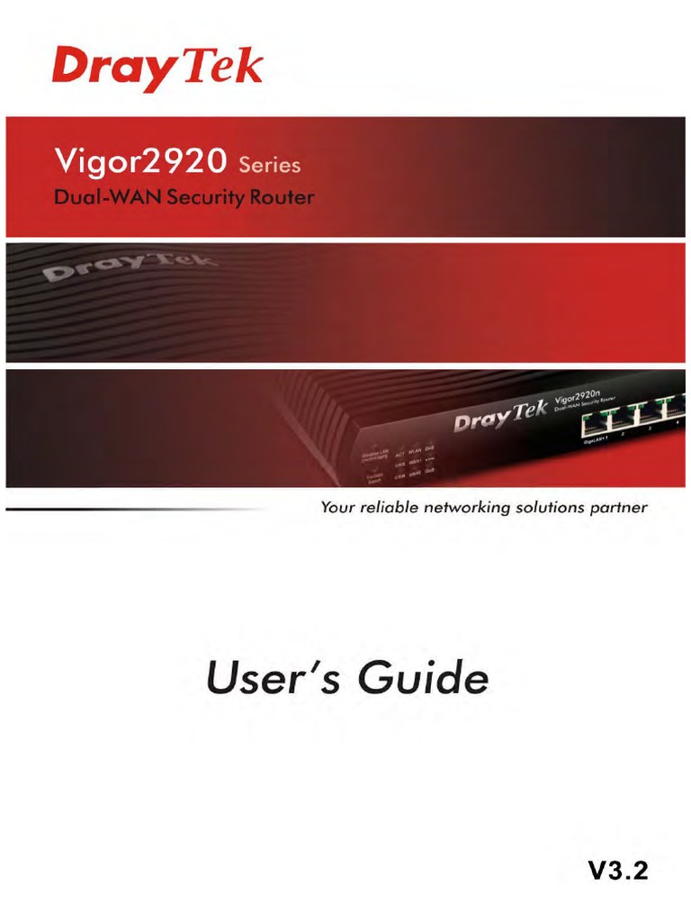 DrayTek - UG Vigor2920 V3.2 | PDF | Wireless Lan | Port (Computer ...