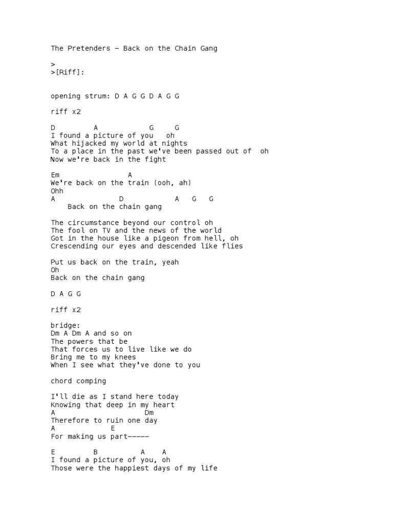 Back On The Chain Gang | PDF | Rock Music | Recorded Music