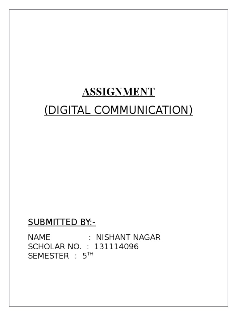 Assignment Digital Communication | PDF | Modulation | Bit Rate