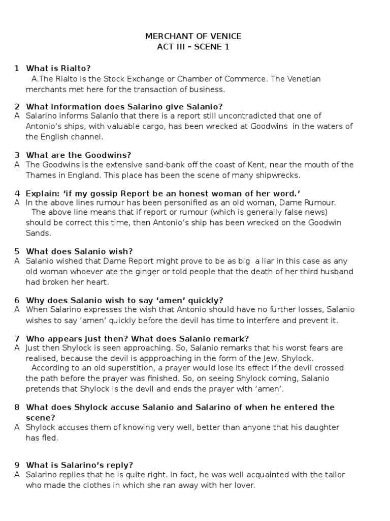 Act III Scene 2 | Download Free PDF | The Merchant Of Venice | Shylock