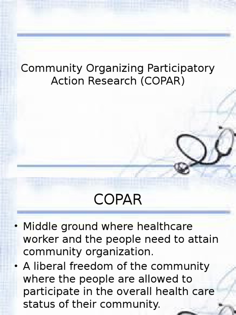 Community Organizing Participatory Action Research (COPAR) | PDF ...
