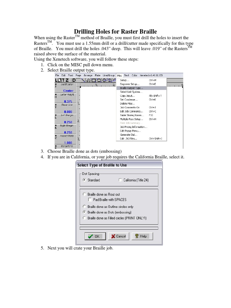 Drilling Holes For Raster Braille | PDF