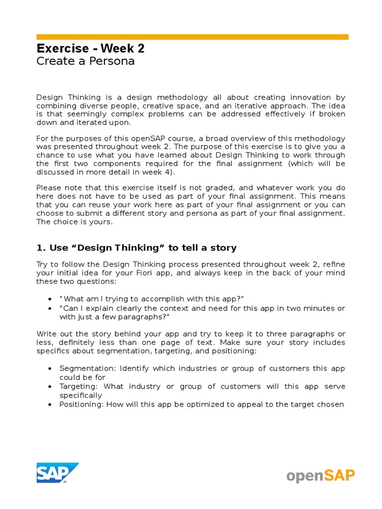 Exercise - Week 2: Create A Persona | PDF | Design Thinking | Mobile App