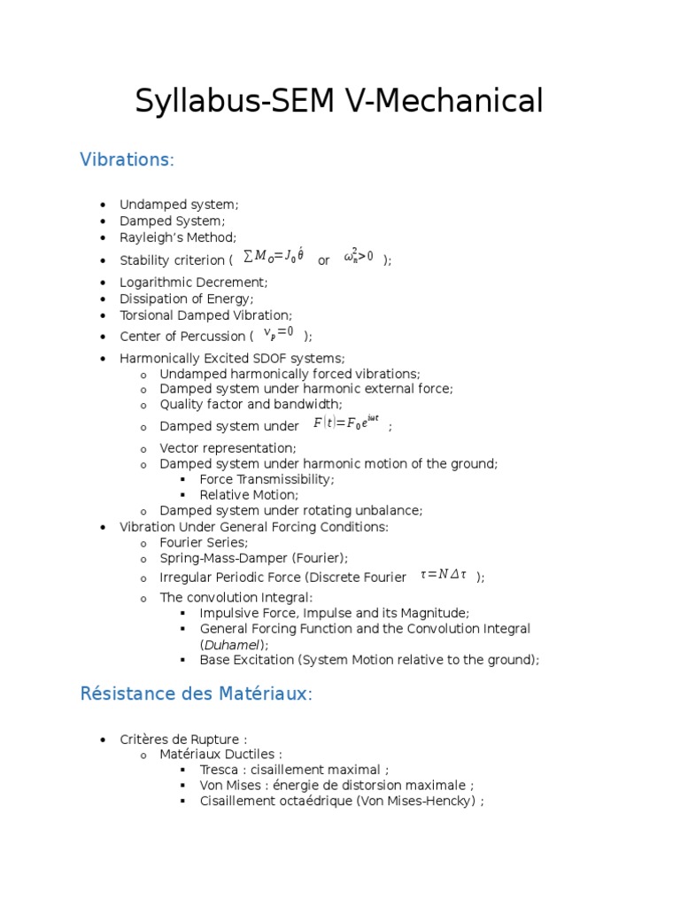 Syllabus-SEM V-Mechanical: Vibrations | PDF | Fluid Mechanics | Fluid Dynamics