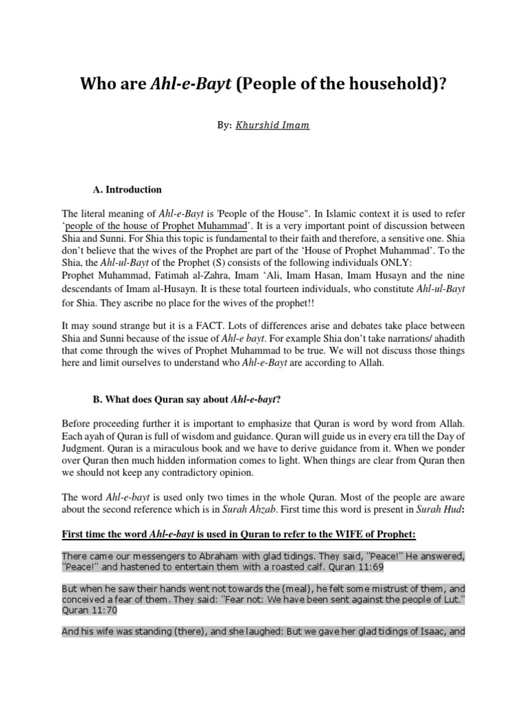Who Are Ahl-e-Bait PDF | PDF | Ahl Al Bayt | Shia Islam