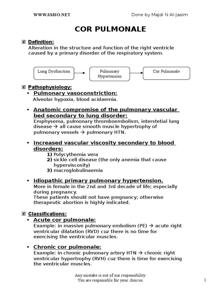 Cor Pulmonale | PDF | Thrombosis | Lung