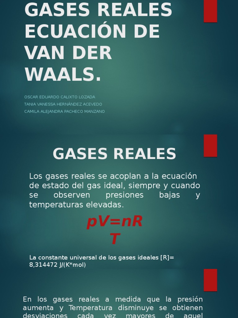 Gases Reales y Ecuacion Van Der Waals | PDF | Gases | Ciencias fisicas