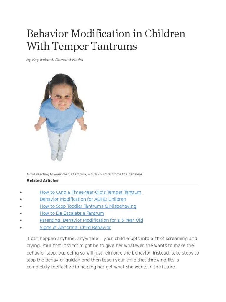 Managing Children's Temper Tantrums | PDF | Cognitive Behavioral Therapy | Anger