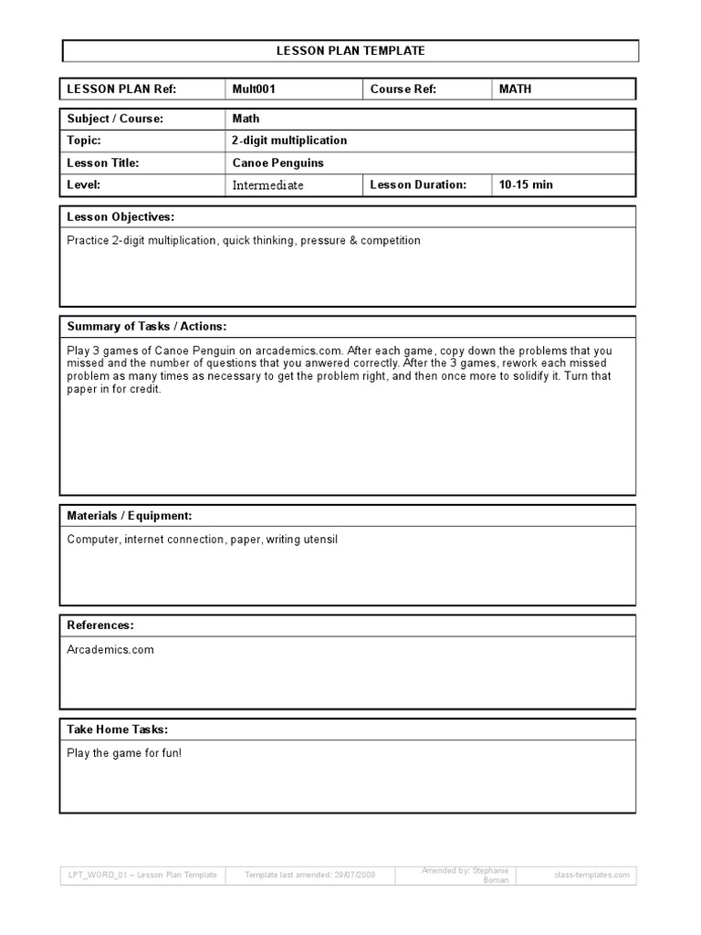 2-Digit Multiplication Lesson Plan | PDF