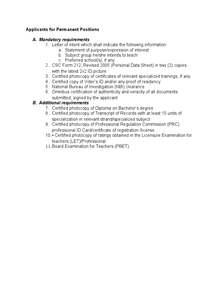 Applicants For Permanent Positions | PDF | Career & Growth