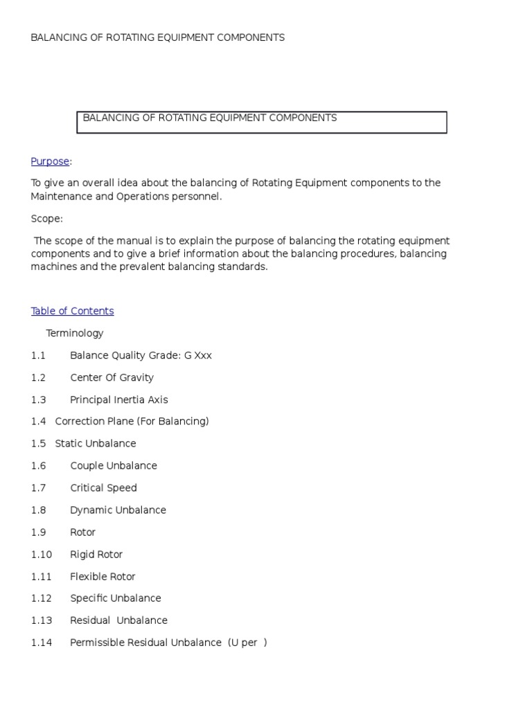 Balancing of Rotating Equipment Components | Download Free PDF ...