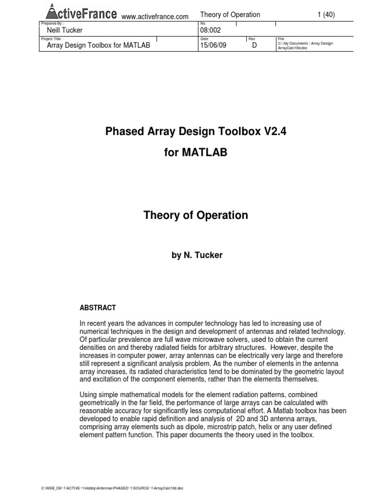 MATLAB toolbox calculates phased array performance | PDF | Matrix ...