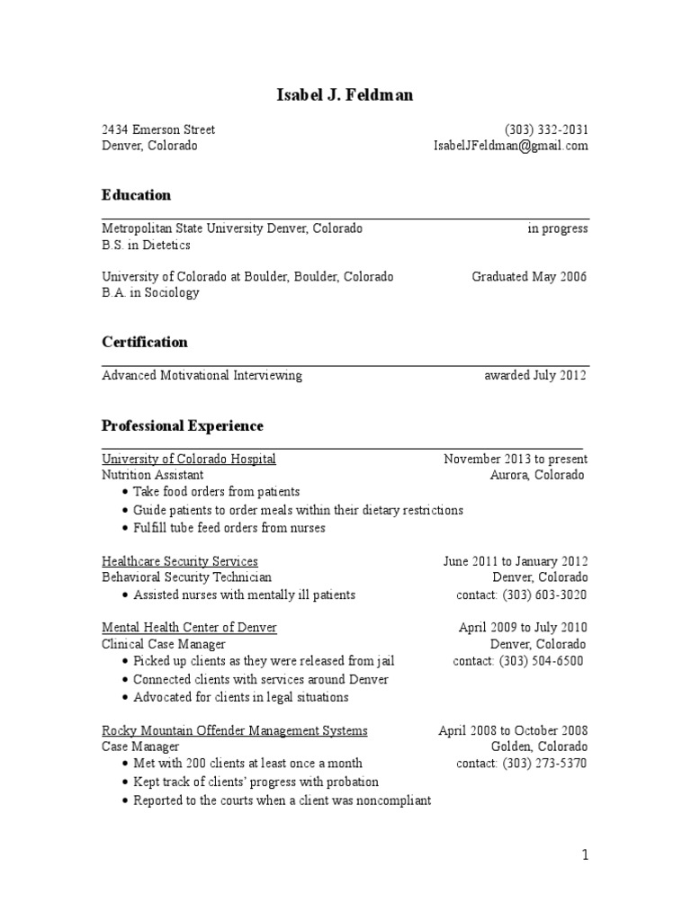 Feldman Isabel Resume | PDF