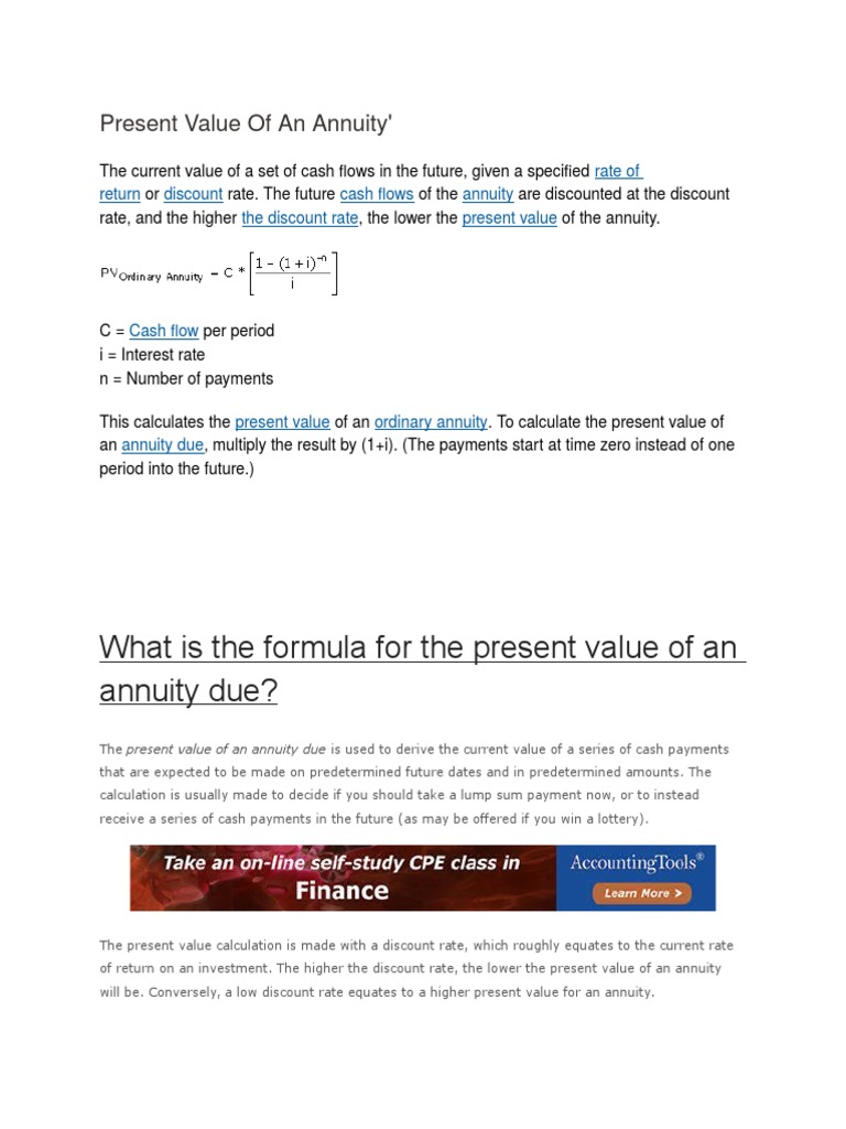 Present Value of Annuities Explained | PDF | Present Value | Discounting