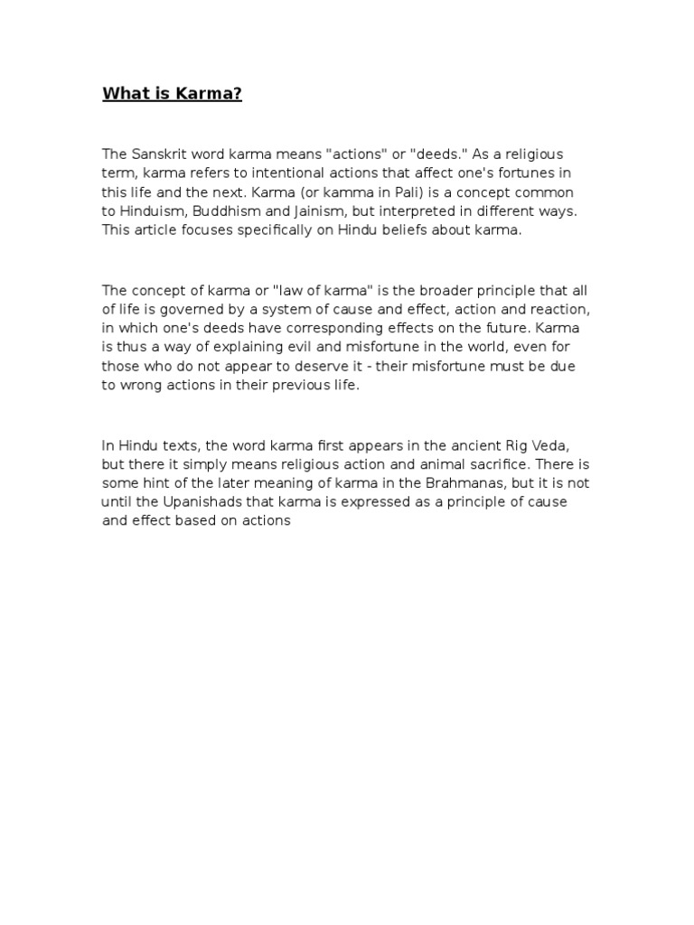 Understanding Karma in Hinduism | PDF