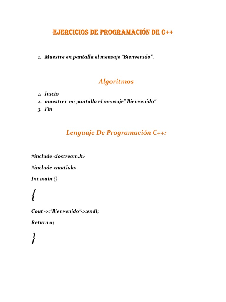 Ejercicios de Programacion Lenguaje C | PDF | C ++ | Algoritmos