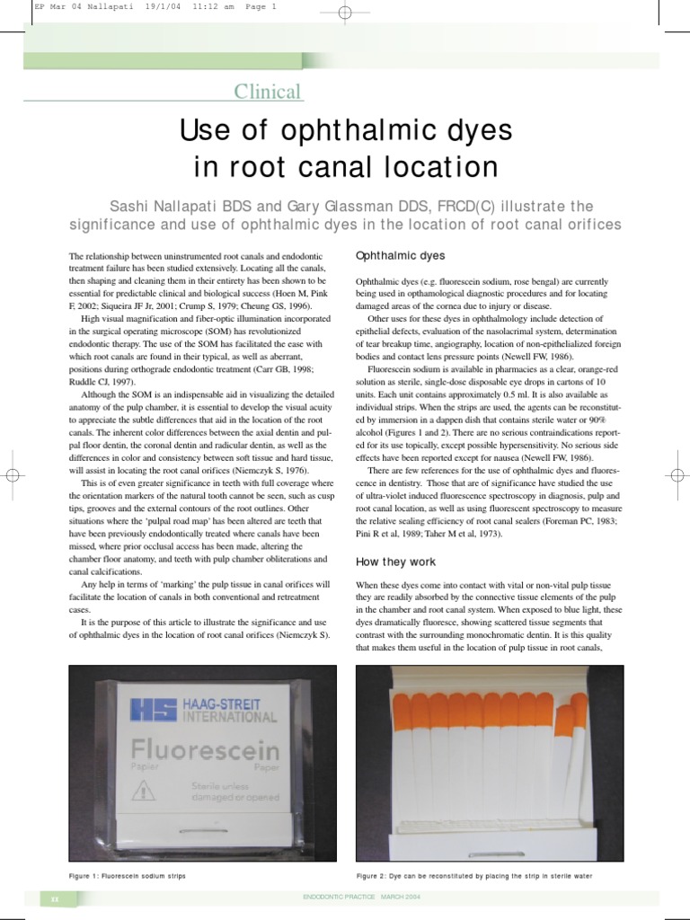 Ophthalmic Dyes in Root Canal Treatment | PDF | Mouth | Dentistry Branches