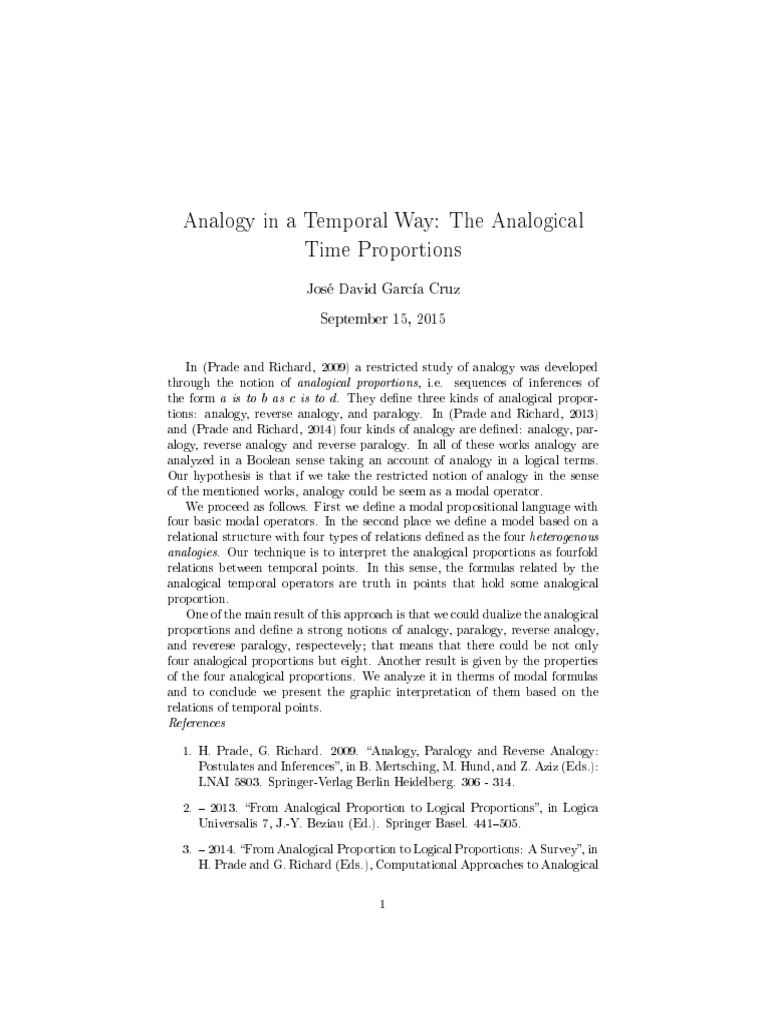 Analogy in A Temporal Way: The Analogical Time Proportions: José David ...